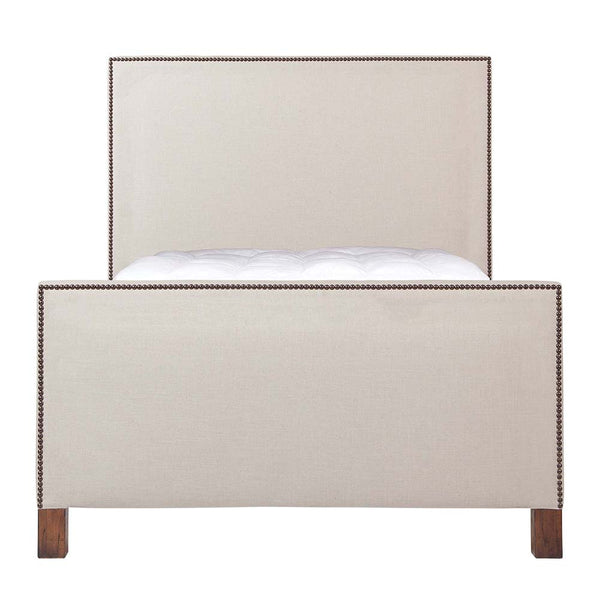 Cottonwood Upholstered Queen Bed High Foot Board W Nailhead Trim